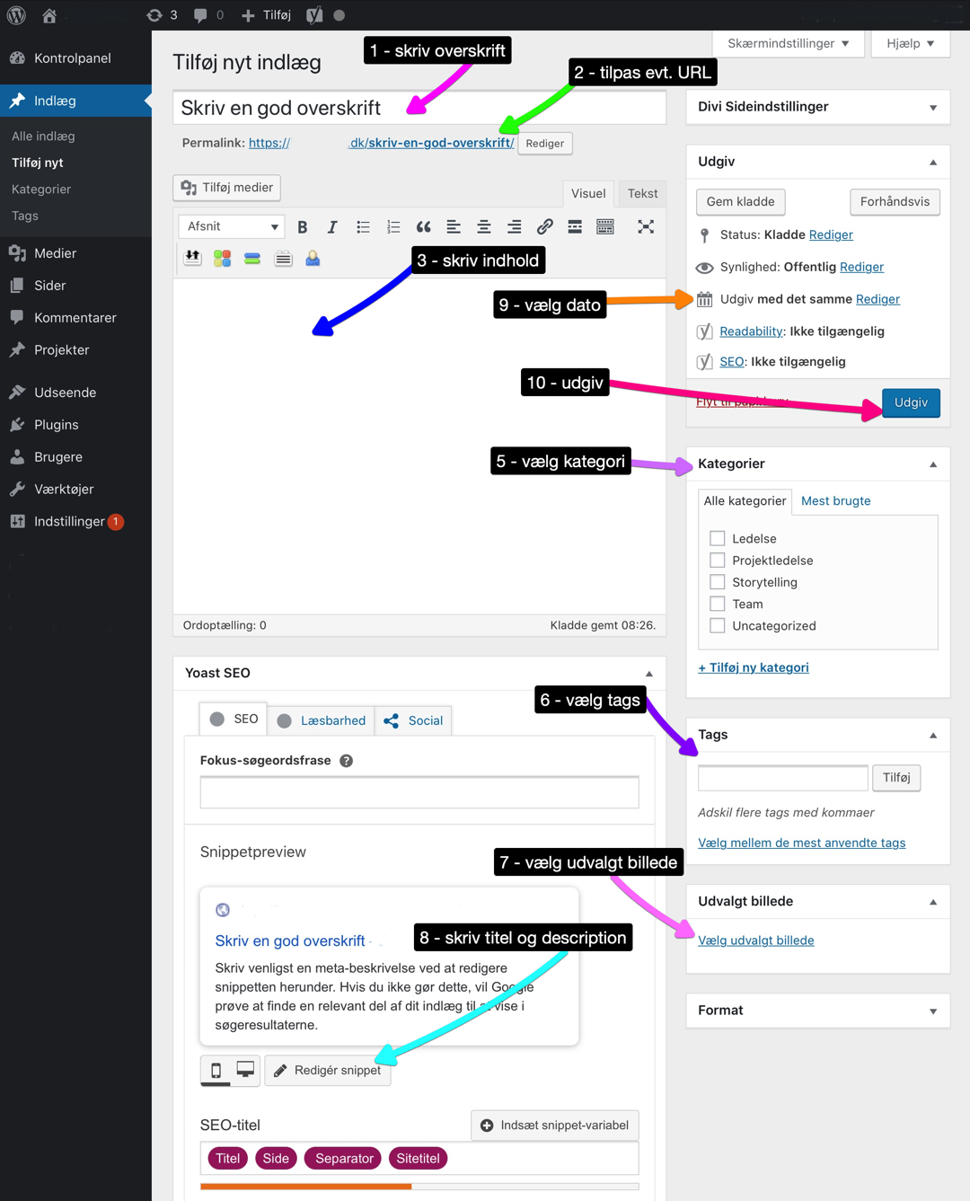 Guide til at oprette blogindlæg i WordPress - WEBwoman